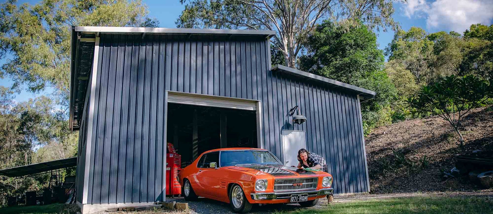 Car Lover's Workshop Shed in Shale Grey