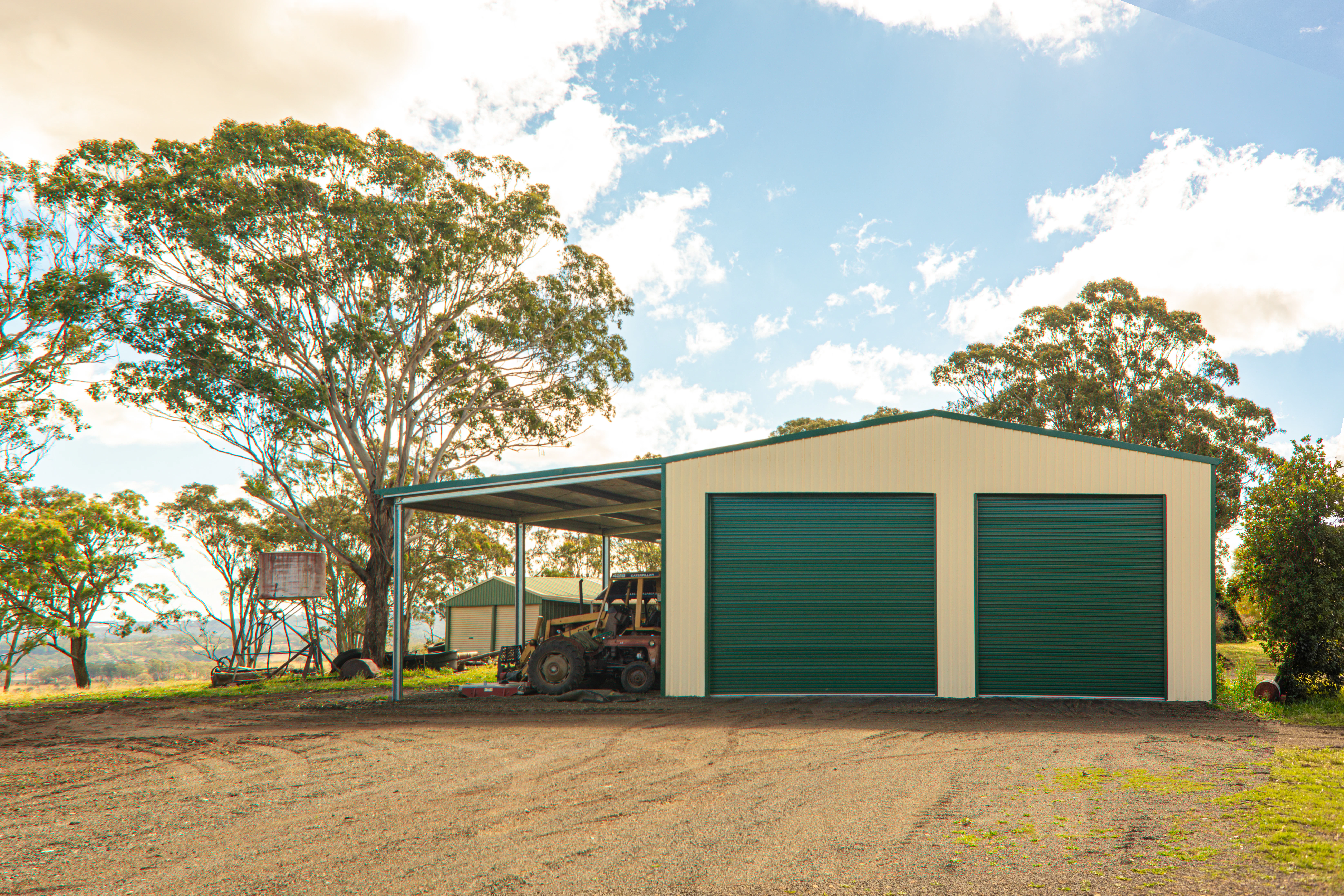 Cottage Green Shed with Lean To